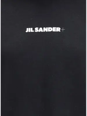 JIL SANDER Logo Printed Drawstring Hoodie - Black