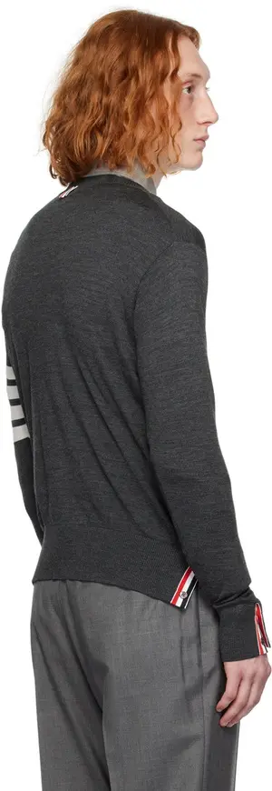 Thom Browne Four-bar Crewneck Jumper - Grey