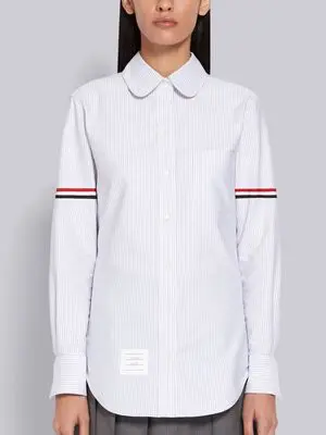 Thom Browne Striped Button-up Shirt With Armband Detail - Medium Gray