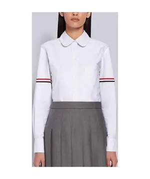 Thom Browne Striped Button-up Shirt With Armband Detail - Medium Gray