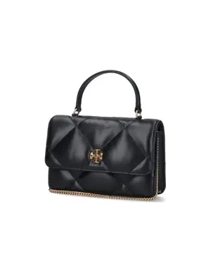 Tory Burch Mini Kira Diamond Quilt Top-handle Chain Wallet - Black