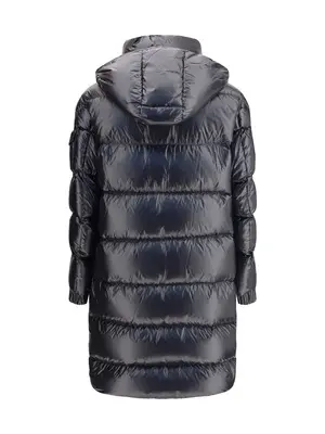 Moncler Hanoverian Quilted Long Sleeve Coat With Detachable Hood