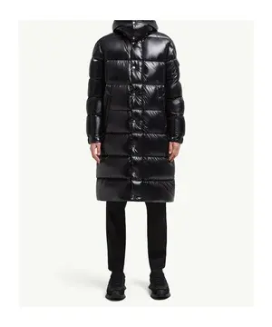 Moncler Hanoverian Quilted Long Sleeve Coat With Detachable Hood