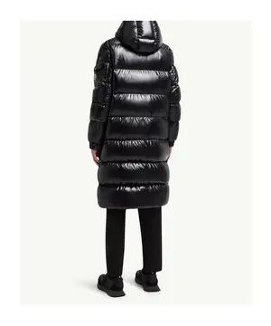 Moncler Hanoverian Quilted Long Sleeve Coat With Detachable Hood
