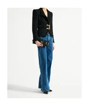 Balmain Anthem Smooth Leather Clutch With Chain Strap - Black