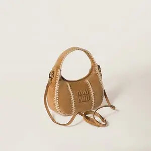 Miu Miu Wander Suede And Crochet Bag - Cinnamon