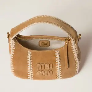 Miu Miu Wander Suede And Crochet Bag - Cinnamon