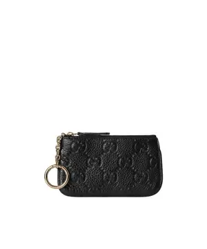 Gucci Gg Emblem Zip Key Case - Black