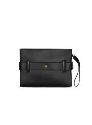 Balmain Anthem Buckle Wristlet Bag - Black