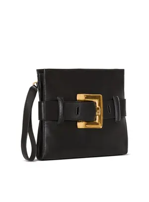 Balmain Anthem Buckle Wristlet Bag - Black