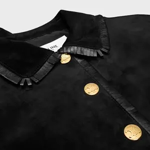 Celine Suede Blouson Jacket With Fringe Detail