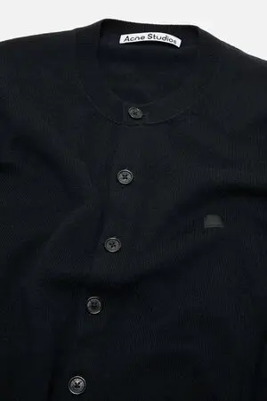 Acne Studios Round Neck Button Cardigan With Logo Patch - Black