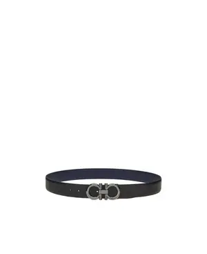 FERRAGAMO Adjustable Gancini Belt - Black/navy