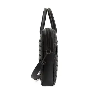 Bottega Veneta Woven Leather Briefcase - Black