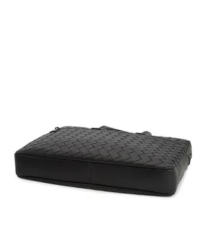 Bottega Veneta Woven Leather Briefcase - Black