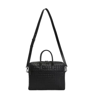 Bottega Veneta Woven Leather Briefcase - Black