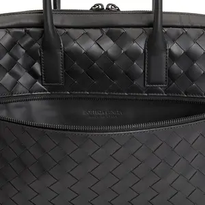 Bottega Veneta Woven Leather Briefcase - Black