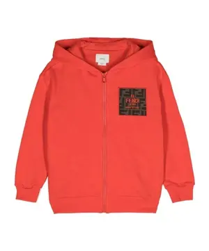 Fendi Logo Patch Zip-up Hoodie