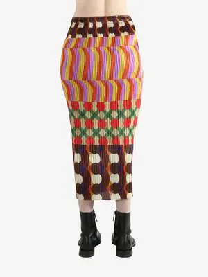 PLEATS PLEASE BY ISSEY MIYAKE Geometric Print Pleated Skirt