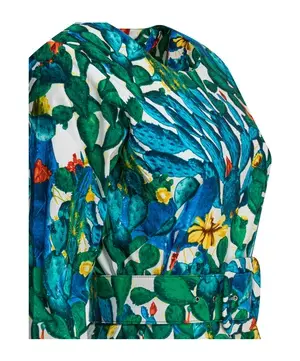 Samantha Sung Long Sleeve Printed Dress With Adjustable Belt