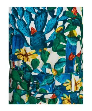 Samantha Sung Long Sleeve Printed Dress With Adjustable Belt