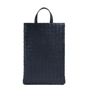 Bottega Veneta Intrecciato Laptop Bag With Handle - Space Blue