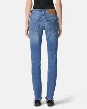 Versace Tapered Leg Jeans With Multiple Pockets - Blue