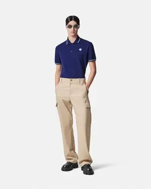 Versace Medusa Embroidered Short-sleeved Polo Shirt