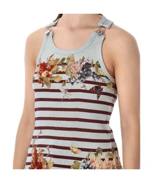 JEAN PAUL GAULTIER Marinière Rib Tank Top With Grape Print