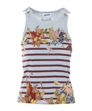 JEAN PAUL GAULTIER Marinière Rib Tank Top With Grape Print - No