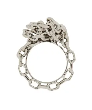 JIL SANDER Toned Knotted Chain Ring - Silver