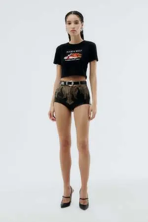 Alessandra Rich Embellished Cropped T-shirt