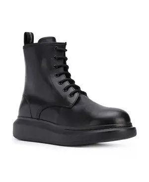 Alexander McQueen Round Toe Lace-up Ankle Boots