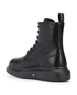 Alexander McQueen Round Toe Lace-up Ankle Boots