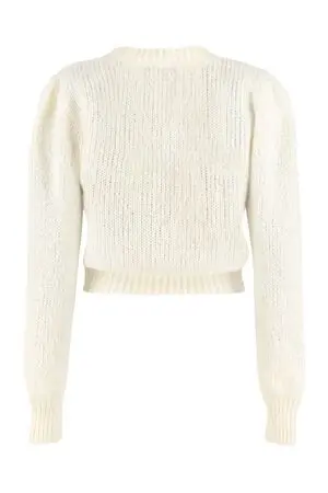Alessandra Rich Floral Embroidered Wool Cardigan