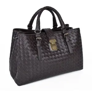 Bottega Veneta Woven Handbag With Metal Buckles