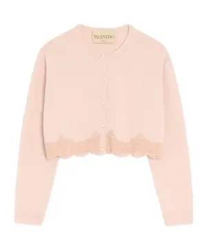 Valentino Garavani Wool Cardigan With Lace Detail