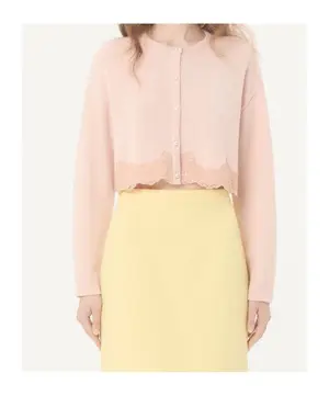 Valentino Garavani Wool Cardigan With Lace Detail