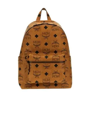 Mcm Monogram Printed Zipper Backpack - Brown
