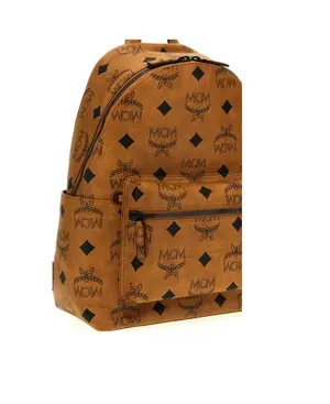 Mcm Monogram Printed Zipper Backpack