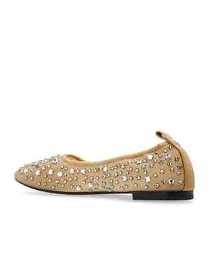 Tory Burch Embellished Crystal Ballet Flats - Beige