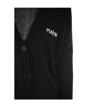 Marni Logo Embroidered V-neck Buttoned Cardigan