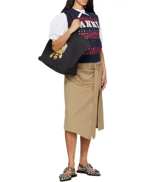 GANNI Banana Print Tote Bag - Black