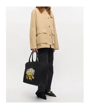 GANNI Banana Print Tote Bag - Black