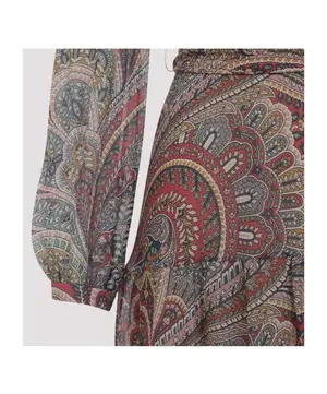 Etro Paisley Print Silk Crepon Dress