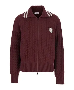 Brunello Cucinelli Logo Detailed Zip-up Cardigan