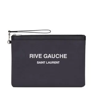 Saint Laurent Rive Gauche Zipped Clutch Bag - Black