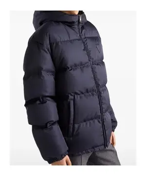 Prada Padded Zip-up Hooded Jacket - Blue
