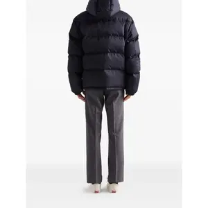 Prada Padded Zip-up Hooded Jacket - Blue