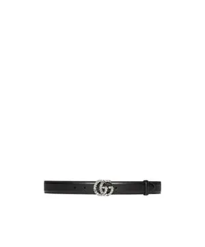 Gucci Gg Marmont Embellished Thin Belt - Black